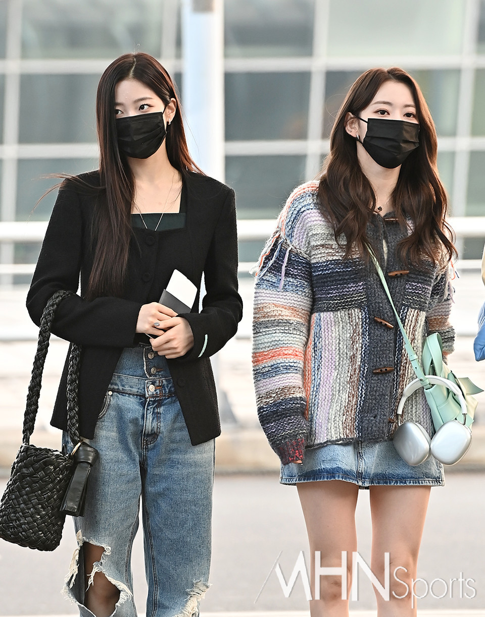 [Ms포토] 르세라핌 카즈하-사쿠라, '청바지VS청치마 패션'