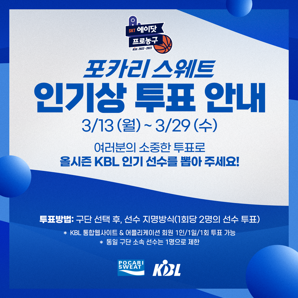 '최고의 인기남은 누구?' KBL, 29일까지 팬 투표 진행
