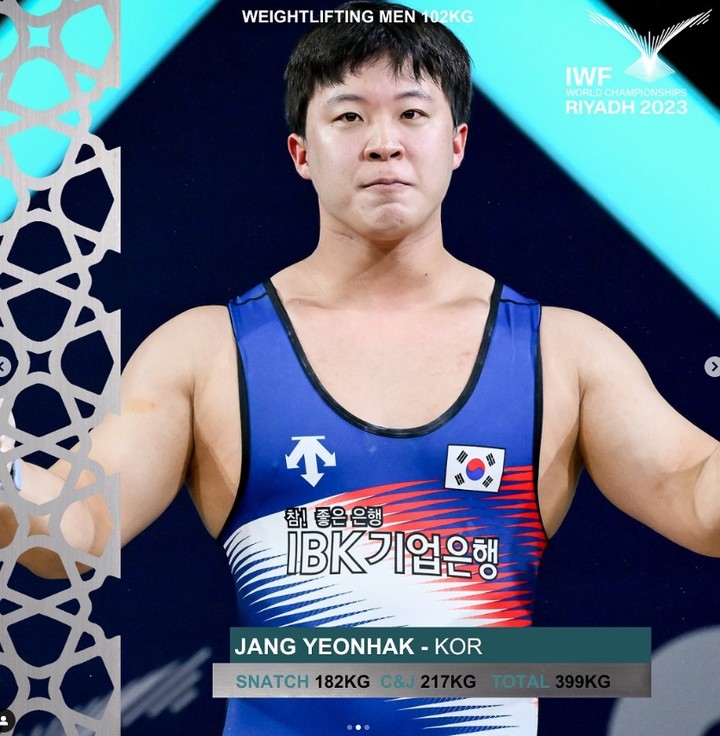 '연속 실격→시상대' 역도 장연학, 세계선수권 男 102kg급 합계 2위...생애 첫 입상