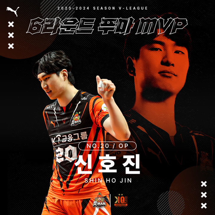 OK금융그룹 '공수 살림꾼' 2년 차 신호진, 6R '푸마 MVP' 수상