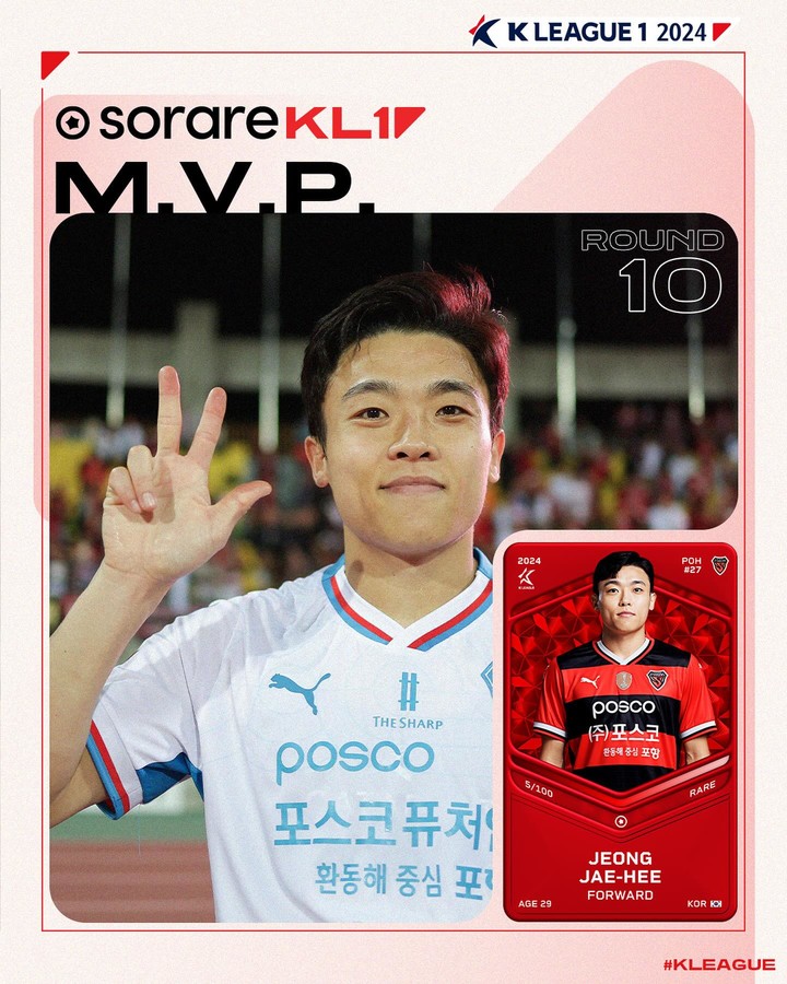 '프로 첫 해트트릭 작렬' 포항 정재희 K리그1 10라운드 MVP...'6연패 탈출' 광주, 베스트 팀 선정