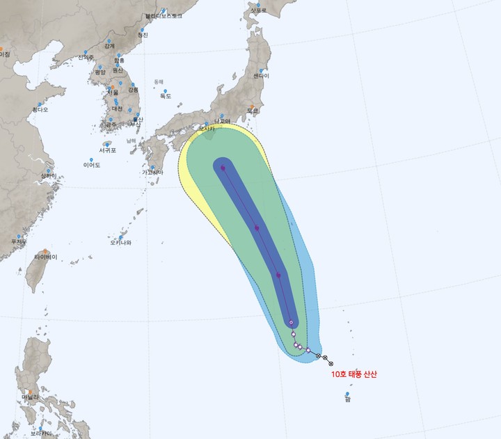 '종다리' 가고 새로운 태풍 '산산' 북상 중... 예측 경로, 한반도 영향은?