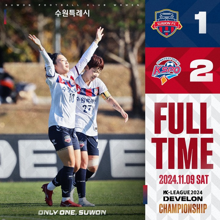 수원FC 위민, 1·2차전 합계 3-2 화천 KSPO 제압...14년 만에 챔피언 등극-구단 통산 두 번째