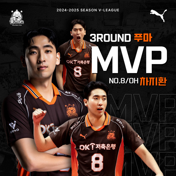 OK저축은행 차지환, 팬이 뽑는 24-25시즌 3라운드 '푸마 MVP' 선정