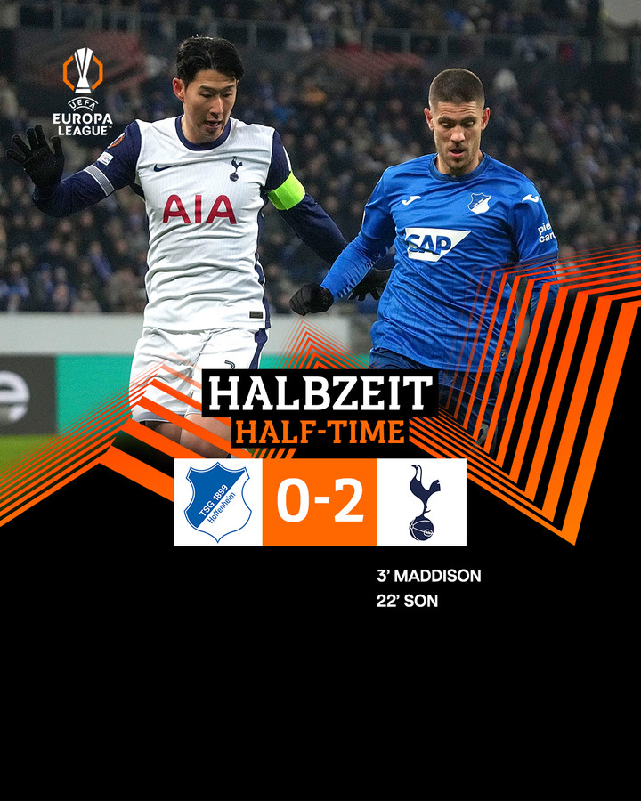 '손흥민 멀티골' 토트넘, 호펜하임에 3-2 신승...UEL 16강 직행 가능성 급상승!